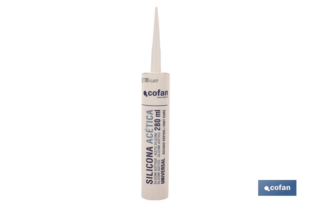 Silicona Acética Universal | Color Transparente | Envase de 280 ml | Cofan