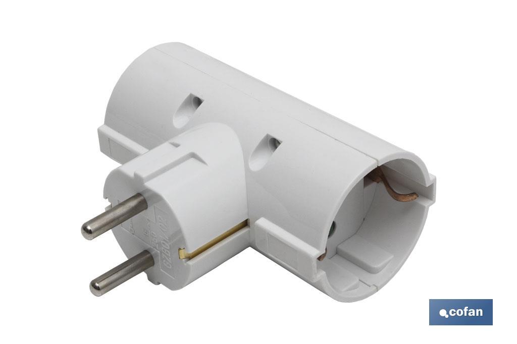Adaptador doble Schuko 2P+T | Color Blanco | 16 A - 250 V | Cofan