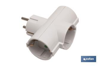 Adaptador triple Schuko 2P+T | Color Blanco | 16 A - 250 V | Cofan