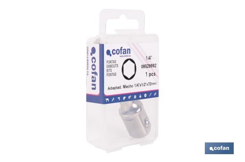 Adaptador portavasos 1/4" para vasos de 1/2" | Longitud: 72 mm ...
