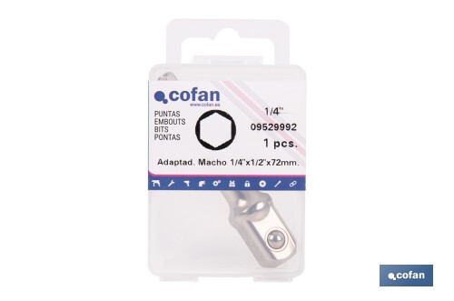 Adaptador portavasos 1/4" para vasos de 1/2" | Longitud: 72 mm ...