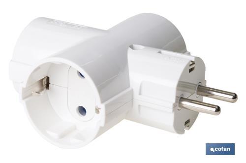 Adaptador triple Schuko 2P+T | Color Blanco | 16 A - 250 V | Cofan